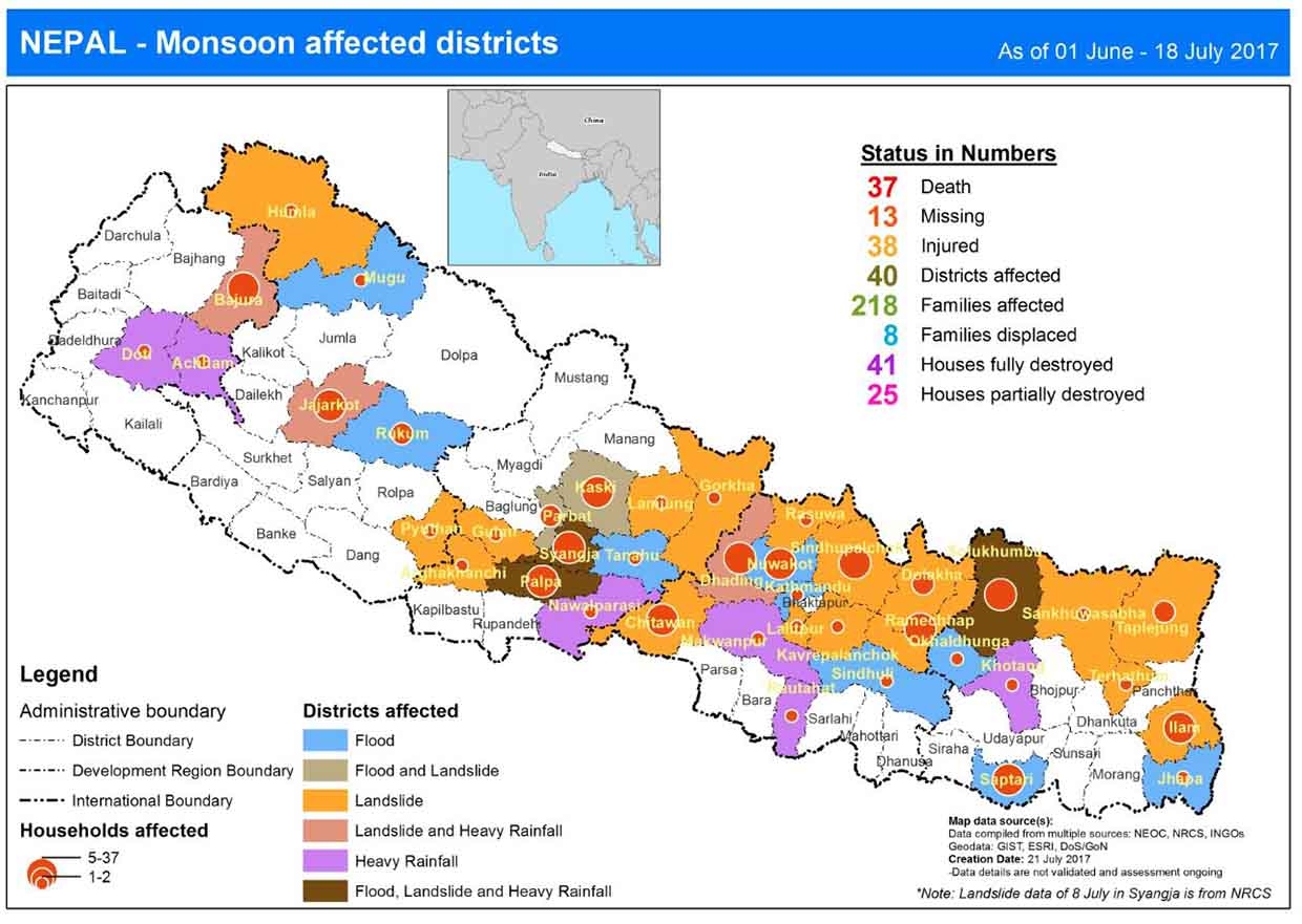 Nepal :Flood and Landslide Affected District (01 June to 18 July 2017 ...